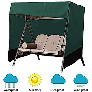 Swing Cover 3 Seater Outdoor Swing Covers for Outdoor Furniture Patio Swing Cover Durable Hammock Outdoor Swing Glider Cover 87x49x67 inches All Weather Protection (Green)