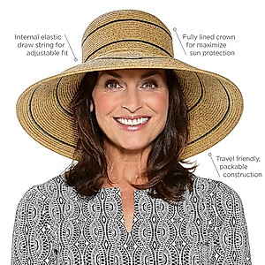 Coolibar UPF 50+ Women's Aubrey Wide Brim Beach Hat - Sun Protective (One Size- Natural)