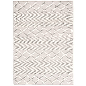 SAFAVIEH Natura Collection Accent Rug - 4' x 6', Ivory, Handmade Moroccan Boho Tribal Wool, Ideal for High Traffic Areas in Entryway, Living Room, Bedroom (NAT335A)