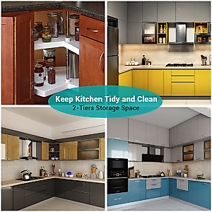 28 Inch White Lazy Susan Turnable, Kidney Shape Lazy Susan Kitchen Cabinet Organizer