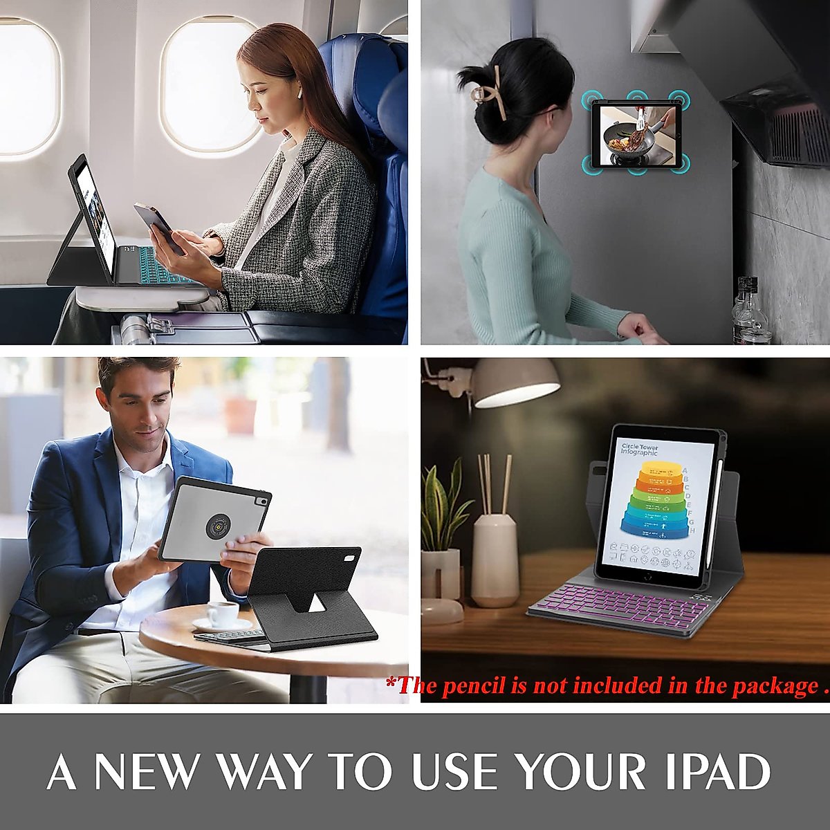 Keyboard Case for iPad 9th/8th/7th Generation 10.2 inch,360° Rotatable Magnetic iPad Pro 10.5-inch Air 3 Case with Keyboard Pencil Holder,7 Color Backlit Bluetooth Keyboard (Black)