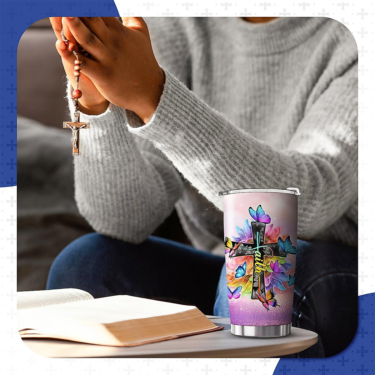 ZAGKOO Christian Gifts For Women Faith - Religious Gifts for Women, Mom, Grandma, Wife, Sister - Inspiration, Spiritual, Catholic, Easter Day, God, Bible, Birthday Gift Ideas for Friend - Tumbler Cup