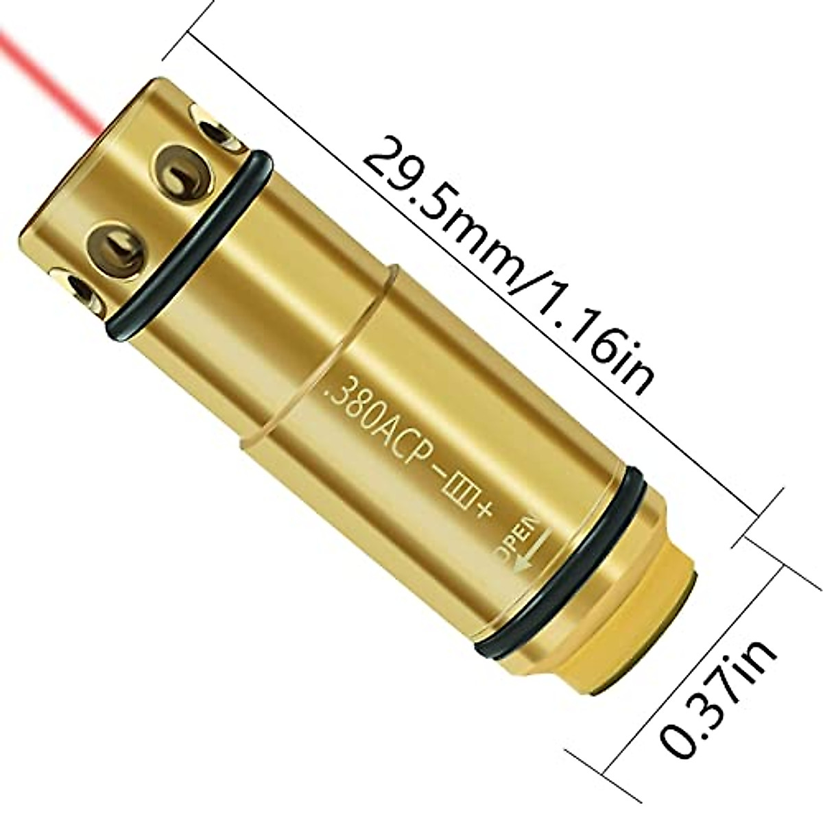 BemerforS Laser Training Cartridge. 380 ACP Caliber for Dry Fire Training Practice, Including Extra Built-in Rubber Snap Cap and 6 Batteries (Red Laser)