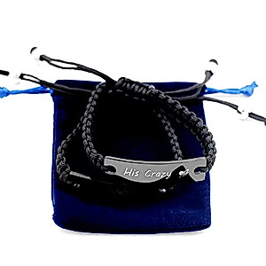 Uloveido His Hers Couples Bracelets Crazy and Weirdo Matching Set Anniversary Promise Gifts Stainless Steel 2pcs Bracelet Set