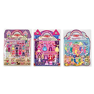 Melissa & Doug Puffy Sticker Activity Books Set: Dress-Up, Princess, Mermaid - 208 Reusable Stickers - FSC Certified