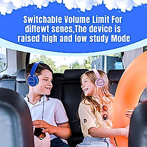 Jimonyer Kids Headphones for School, 3.5mm Jack Wired Safe Volume Limit Headphones for Kids, HD Stereo Sound On-Ear Girls Boys Toddler Headphones for Tablet, iPad, Kindle,Blue Green