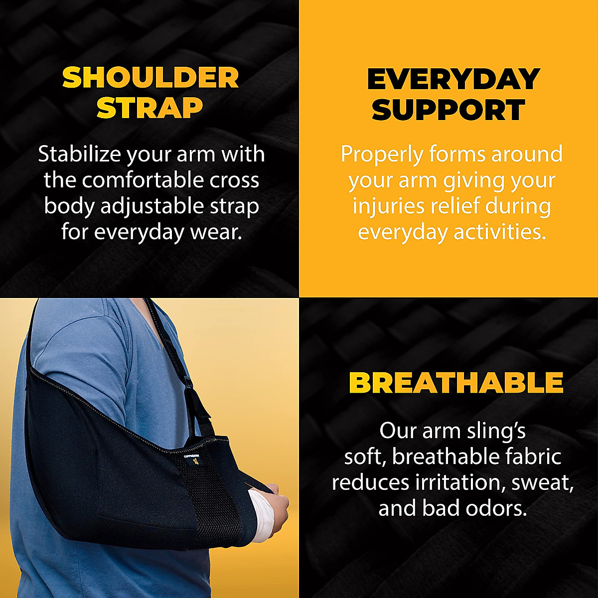 Shoulder and Arm Sling for Men & Women - Arm Sling for Shoulder Injury Recovery - Comfortable Arm Sling for Wrist Injury - Copper-Infused Arm Sling Shoulder Immobilizer - Elbow Sling by CopperJoint