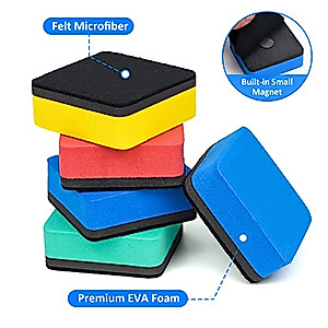 EAONE 40 Pack Dry Erase Erasers, Magnetic Whiteboard Erasers Mini Dry Eraser Chalkboard Cleansers Bulk for Kids Classroom, Home and Office School Supplies (4 Colors, 1.97 x 1.97 inch)