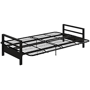 Pemberly Row Classic Design Full Size Metal Futon Frame in Black