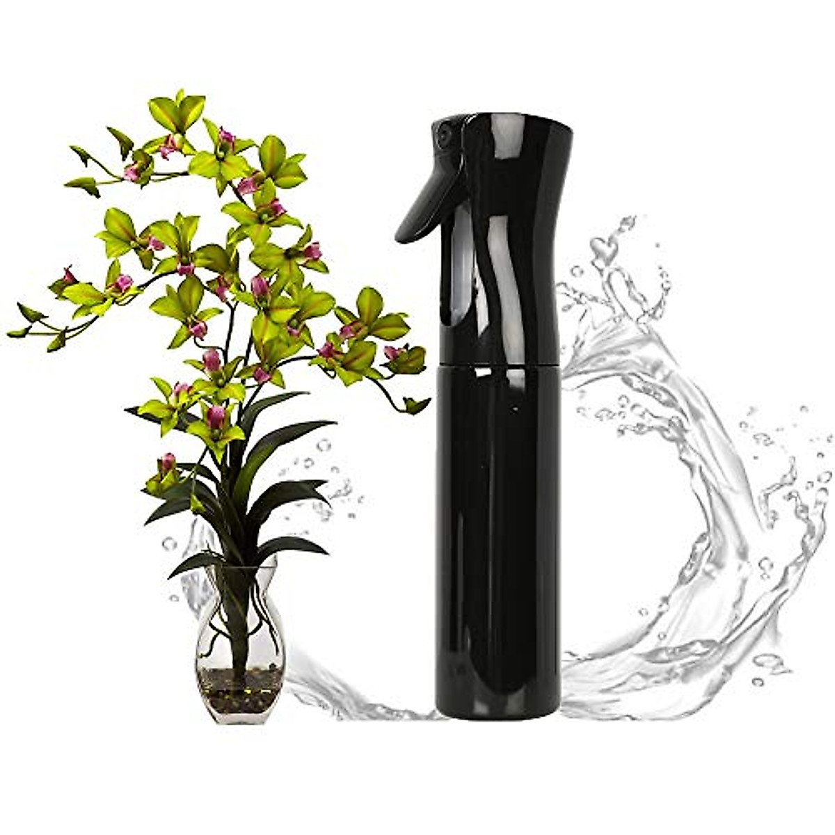 Simliving Hair Water Bottle Spray Mister - 10oz Continuous Pressurized 360 Misting Stylist Sprayers for Barber (10oz Black)