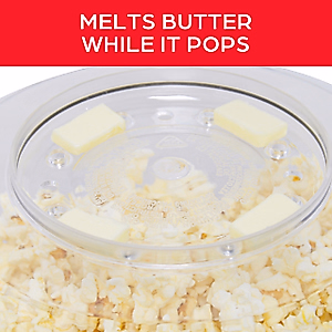 West Bend Stir Crazy Popcorn Machine Electric Hot Oil Popper Includes Large Lid for Serving Bowl and Convenient Nesting Storage, 6-Quart, Red