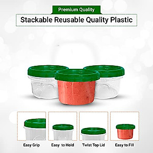 [Green - 12 Pk] Airtight Deli Containers with Lids Twist Lock Top Clear Food Storage for Meal Prep Snacks and Leftovers Freezer and Microwave Safe Stackable Leak-Resistant and 12 Pc. Set (16 Ounce)
