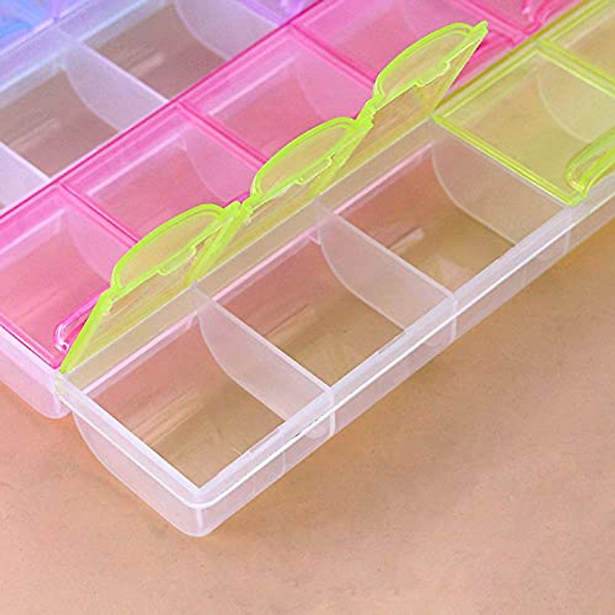 1 Pack Diamond Painting Container 35 Grids Diamond Painting Storage Box Plastic Rectangle Bead Storage Containers Jewelry Organizer Storage Container Nail Art Storage Case, Multicolor