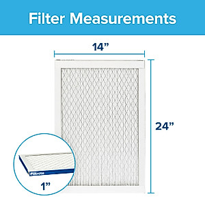 Filtrete 14x24x1 AC Furnace Air Filter, MERV 13, MPR 2200, Elite Allergen, Bacteria & Virus Filter, 3-Month Pleated 1-Inch Electrostatic Air Cleaning Filter, 2-Pack (Actual Size 14.375x23.84x0.783 in)