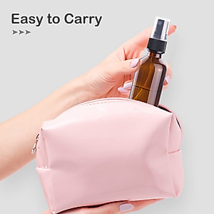 Wedama 2 oz Mini Glass Spray Bottles, Empty Small Spray Bottles with Funnel Dropper, Fine Mist for Hair, Travel, Plants, Cleaning Solutions and Skin Care (4 Pack Amber)