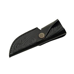 SZCO Supplies 8" Stag Grip Damascus Steel Outdoor Hunting Knife with Sheath, Brown, One Size, DM-1029