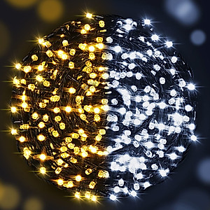 AmyHomie Color Changing Christmas Lights, 108Ft 300LED White Warm White Christmas String Lights, 8 Modes Waterproof Fairy String Lights for Outdoor & Indoor Christmas Tree Home Patio Garden Decor