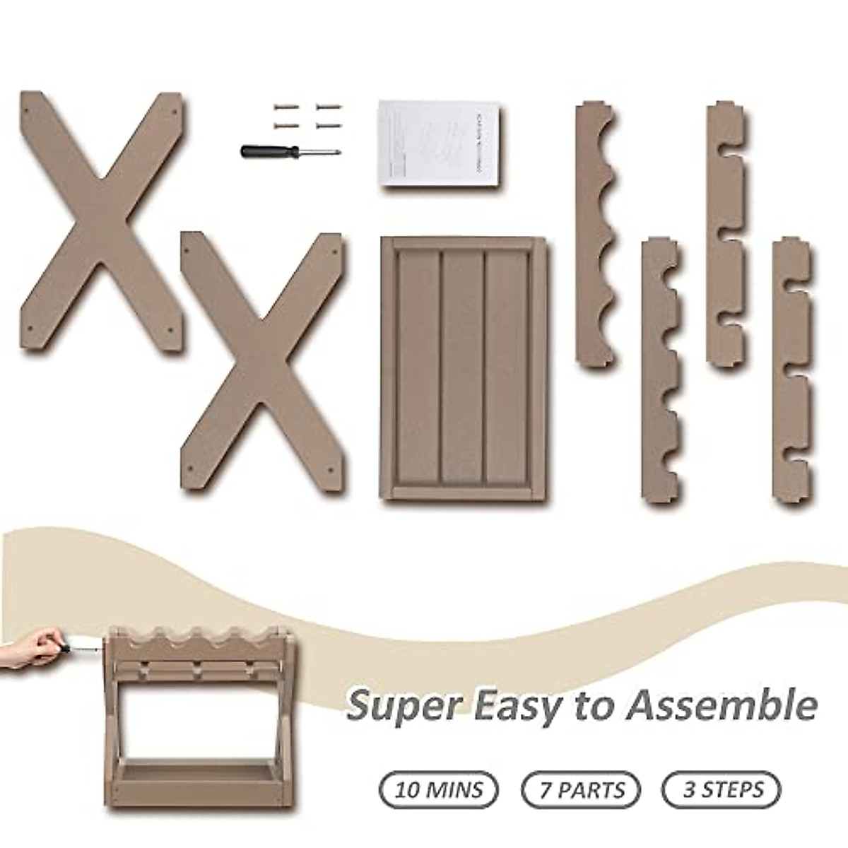 KORVOS Countertop Wine Racks with Glass Holder，4 Bottles Small Wine Rack,High-Density PE Tabletop Wine Bottle Holder for Kitchen, Living Room, Wine Cellar,Bar(Apricot Color)