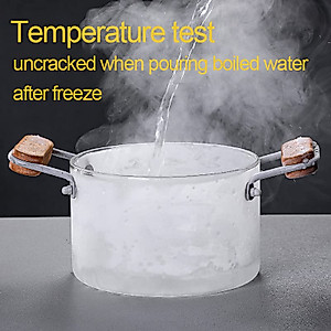 3QT Glass Cooking Pot 3L Glass Simmer Pot Compatible for Potpourri,Stove Top,Milk,Soup,Tea,Noodles,Microwave Cookware with Wooden Handle&Lid,Glass Saucepan with Cover,Heat-Resistant