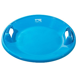 Franklin Sports Kids Saucer Sled - Arctic Trails Round Plastic Snow Sled for Kids - Single Rider 1 Person Snow Sled - Heavy Duty Plastic Sledding Saucer with Handles - Perfect Kids Snow Toy - 22"
