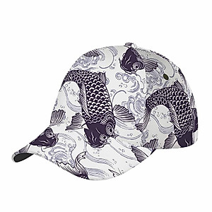 ALRBE TIN Baseball Caps Watercolor Fish Sun Hats Snapback Trucker for Men Women Multicoloured