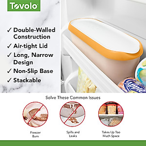 Tovolo Glide-A-Scoop Ice Cream Tub, 1.5 Quart, Insulated, Airtight Reusable Container With Non-Slip Base, Stackable on Freezer Shelves, BPA-Free, Orange Crush
