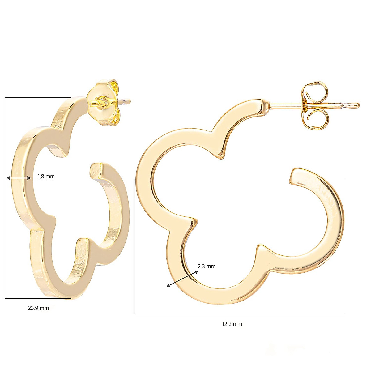 Clover Leaf Earrings, ETREM 14K Gold Plated Lucky Clover Earrrings for women & Girls (Made in Korea) Quality Cuff Earrings Huggie Stud Hoop Earrings for Women Nickel free