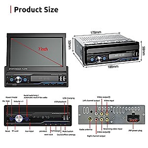 ESSGOO Car Stereo Single Din 7 Inch Flip Out Capacitive Touch Screen MP5 Player Car Radio Compatible with Apple CarPlay and Android Auto Support Bluetooth SWC Mirror Link FM Radio+Rearview Camera…