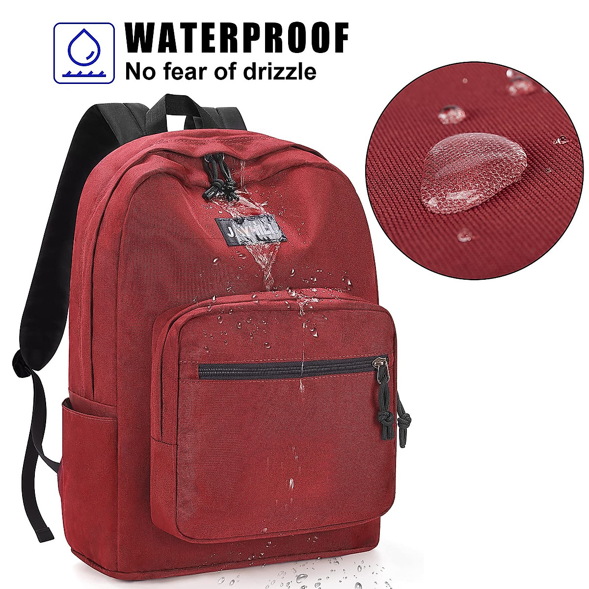 JOYHILL Large Travel Backpack for School 20L College Bookbag for Girls and Boys Fashion Casual Daypacks Back Packs Red