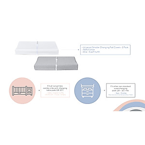 Small Changing Pads Covers for Convertible Crib & Changing Combo - 2 Pack | Fits 28" - 30" | Universal Fit | 100% Cotton | Fits LA Contour, LA Cocoon Style, IKEA Vadra, Others