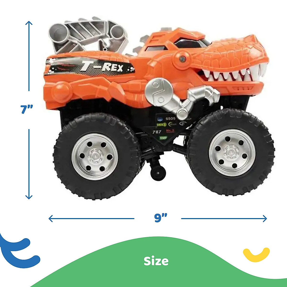 BUILD ME Dazmers Dino Monster Truck - Motorized T-Rex Monster Truck for Kids 3 Years and Up - Roars and Lights Up - Big Dinosaur Truck Toy - Durable 10" Long Monster Truck for 3 Year Old Boys