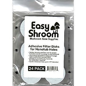 Easy Shroom 2" Adhesive Monotub Filter Disks (24 Filters) | Better Than Polyfil or Filter Tape | Mushroom Growing Supplies