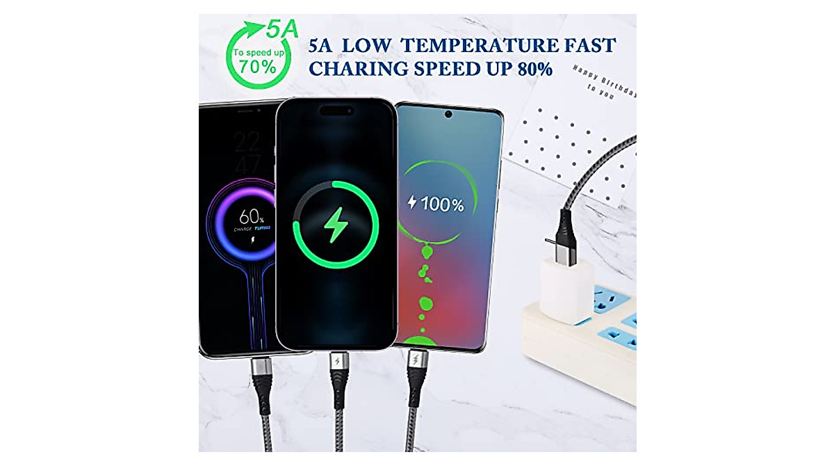 USB C Multi Charging Cable 4FT with Fast 5A Charging & Universal Connectors