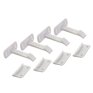 Dreambaby Adhesive Safety Latches for Drawers & Cabinets, White, 4 Count