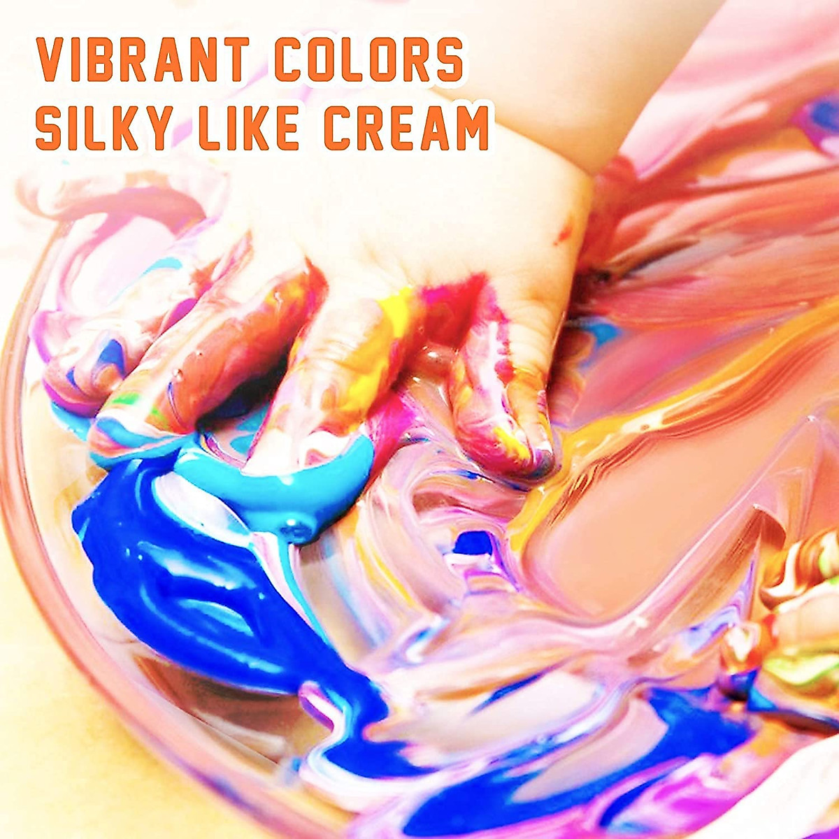 Jar Melo Safe Finger Paints for Baby Kids 3 4 5 6 7 8+Age, 2.1 fl.oz 6 Color Non Toxic Finger Painting Set for Toddler Washable Art Project Painting Preschool Travel Learning Activity Birthday Gifts…