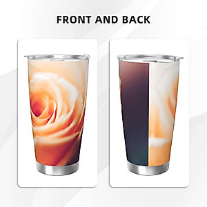 Evealyn Vintage Rose Blooms Printed 20 Oz Tumbler Insulated Tumbler Travel Mug Stainless Steel Cup Coffee Mug With Lids For Home Outdoor Office