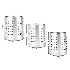 KSJONE 3 Pcs Stainless Steel Kitchen Cutlery Holder Utensil Organizer Flatware Caddy Drainer, Cooking Utensil & Gadgets Holder, Kitchen Caddy Spoons & Forks Organizer (Holes Shape)