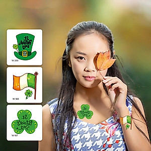 Mocossmy St Patrick's Day Temporary Tattoos for Kids,20 Sheets Irish Shamrock Clover Flag Pots of Gold Tattoos Face Body Stickers for St Patrick's Day Spring Parade Party Favor Supplies Decoration