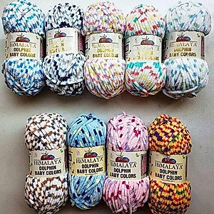 2 Pack/Skeins Himalaya Dolphin Baby Colors, Each Skein 100 Gr/3,5 oz, 120 mt/ 132 yd, Super Bulky Yarn, Blanket Yarn, Velvet Yarn, Knitting Yarn, Amigurumi Yarn, Baby Yarn (80409)