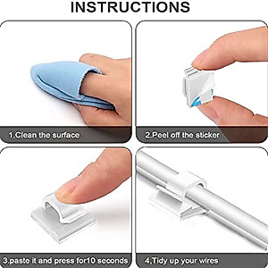 50pcs Adhesive Cable Clips, Wire Clips, Car Cable Organizer, Cable Holder, Cable Wire Management, Cable Holder for Car, Office and Home（Included S Size and M Size Cable Clips White