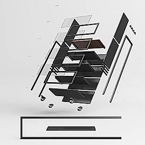 GILLAS 5-Tier Bakers Racks for Kitchen with Storage, Free-Standing Microwave Stand with Organzier Shelf, Kitchen Utility Storage Shelf with Flip Door Cabinet, Coffee Bar Cabinet, Black, Medium