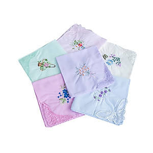 CoCoUSM Womens Handkerchiefs Lace Embroidered Cotton Handkerchiefs Bulk