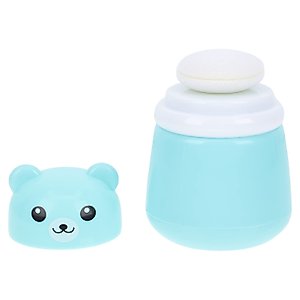 OSALADI Baby Powder Bottle: Cartoon Bear Powder Puff Box, Infant Loose Powder Box with Puff, Talcum Powder Container, Portable Powder Dispenser for Kids (Blue)