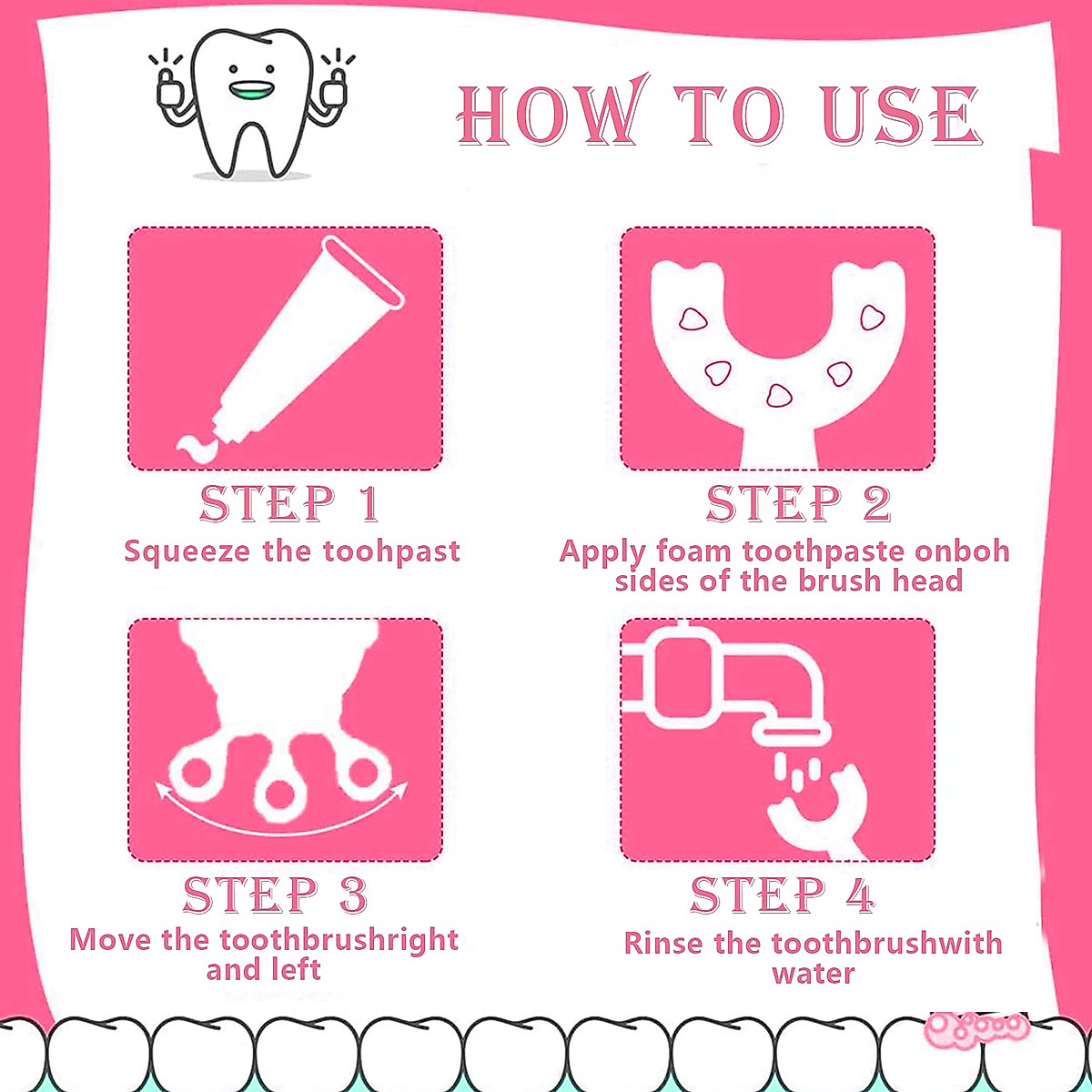 Wosninba 2PCS Kids U Shaped Toothbrush 360° Manual Toothbrush with Silicone Brush Head Full Mouth Toothbrush for Toddlers and Children (Style A)