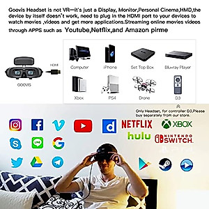 GOOVIS Pro AMOLED Display, Blu-Ray 2D / 3D Glasses HMD Support 4K Blue-ray 3D Movies,Netflix Prime Video Hulu Apple TV+ YouTube Video Movies Compatible with PS5 and Gaming Consoles HDMI connectable