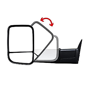 AERDM New Pair Towing Mirrors Black Housing Compatible with View Mirrors 94-01 Dodge Ram 1500, 94-02 Ram 2500 3500 Truck Manual Adjusted Side Set Left+Right