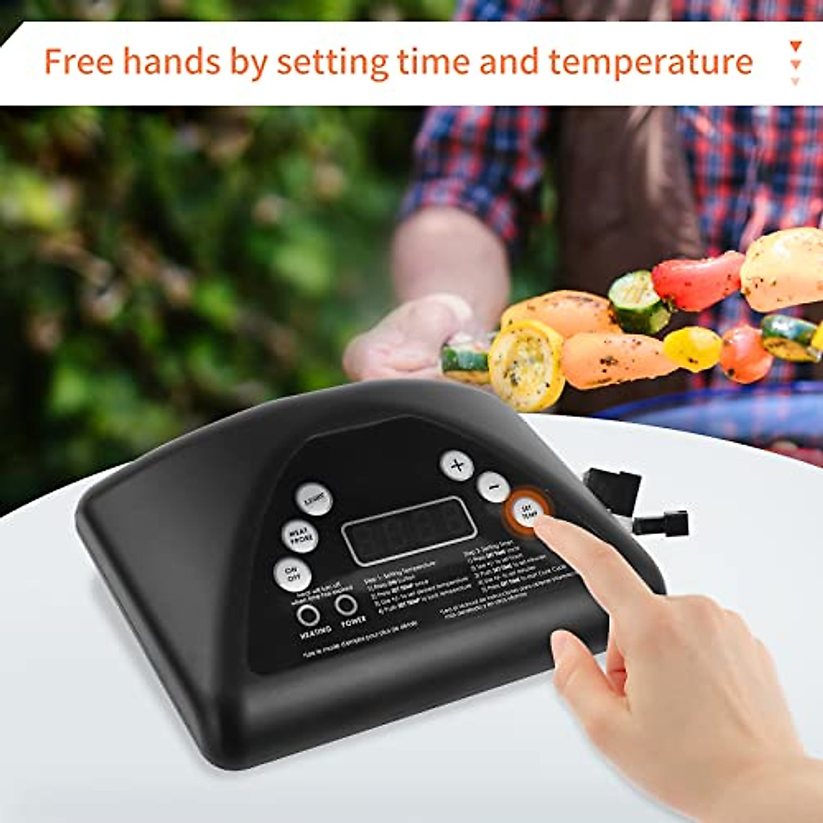 Digital Thermostat Panel Kit Replacement with Electric Smoker Temperature Probe Compatible with Masterbuilt 20070211, 20070311, 20070411 and More Digital Electric Smoker,Part Number-9907100001