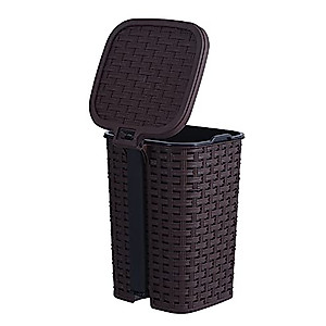 Superio Rattan Style Compact Trash Can, 3.1 Gallon, Brown