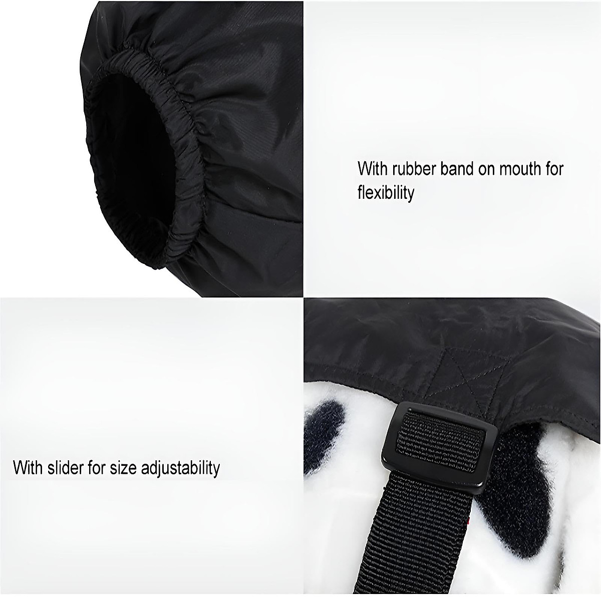 DELIFUR Dog Muzzle Pet Eye Cover Dog Blindfold Thunder Cap for Dogs Eye Mask Nylon Shading for Grooming Anti Car Sickness Adjustable (L)