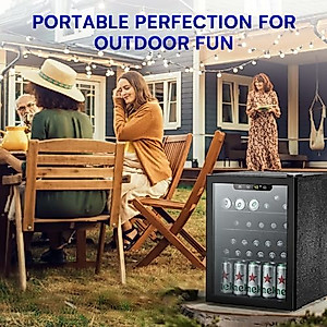 FREE VILLAGE Wine Fridge - Wine Beverage Refrigerator & Cooler with 2.6 cu.ft., 95 Cans, 40°F-61°F Adjustable Temp, Touch Controls, LED Lighting, Perfect for Student Dormitories, Home, Office, Bar